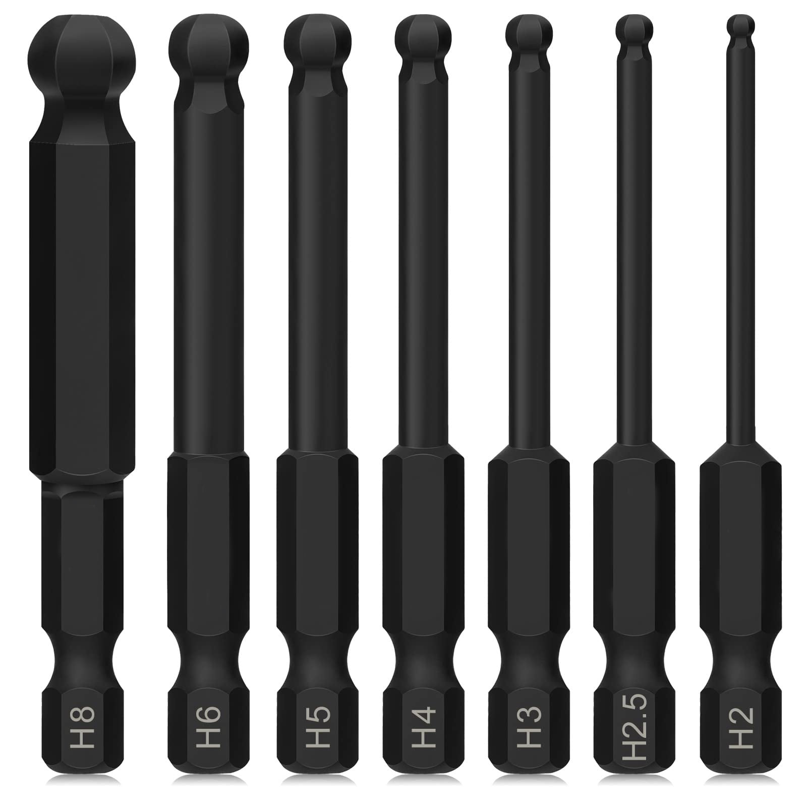 Ball End Hex Bits Set, 7pcs 1/4" Allen Wrench Screwdriver Bits Magnetic ...