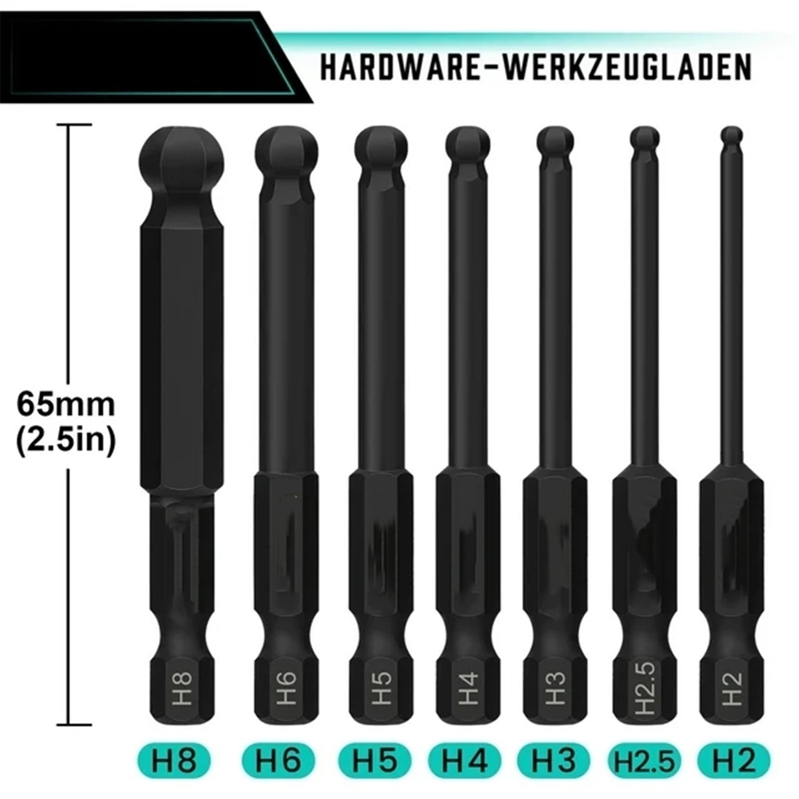 Ball End Hex Screwdriver Bit Set 8PCS, Magnetic 1/4" Hex Shank Ball ...