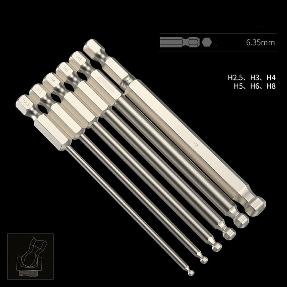 Ball End Hex Screwdriver Bits Metric Hex Bits 100Mm Long Magnetic ...