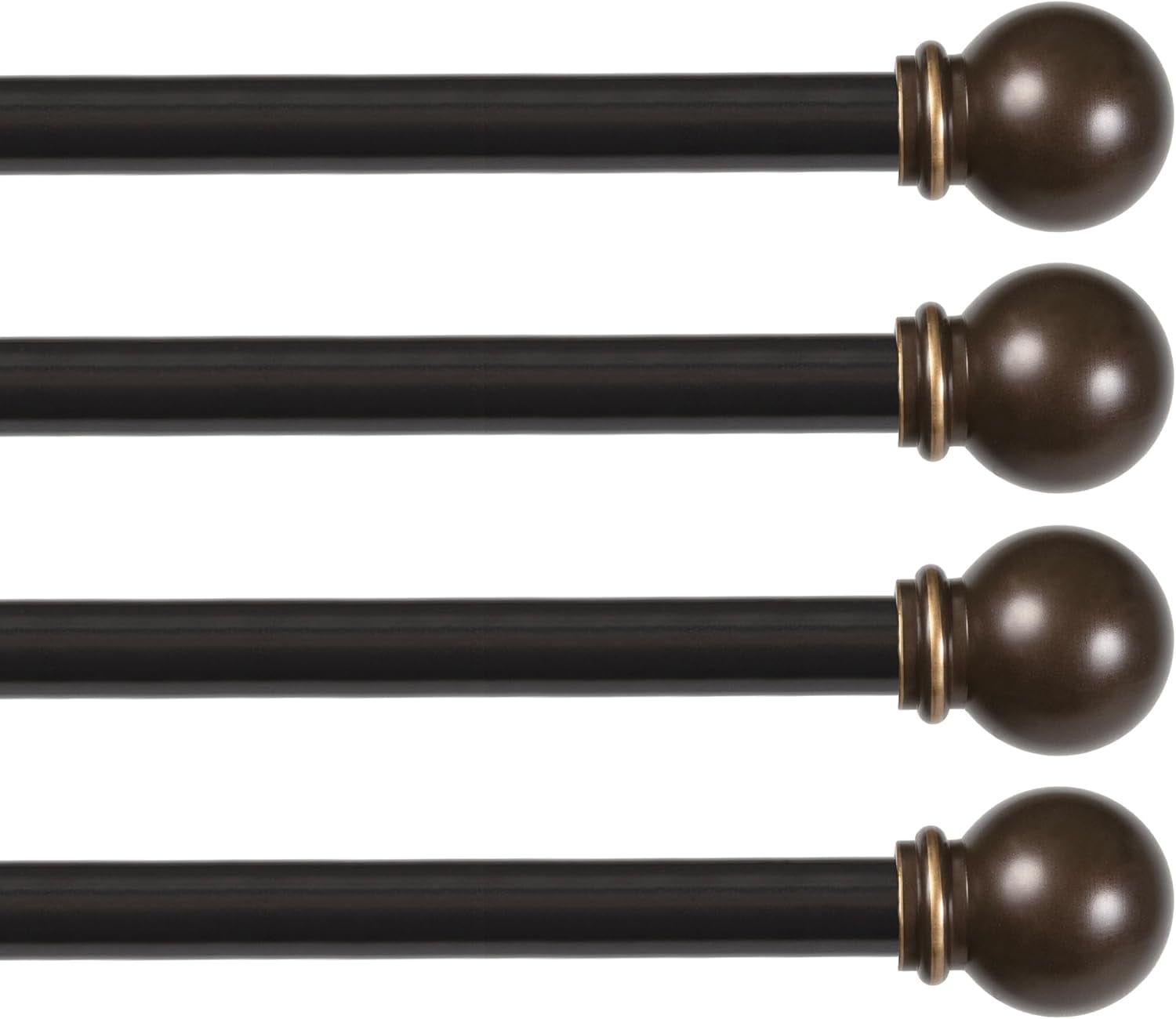Ball End Window Curtain Rod, Adjustable Curtain Rod for Windows 28 to ...