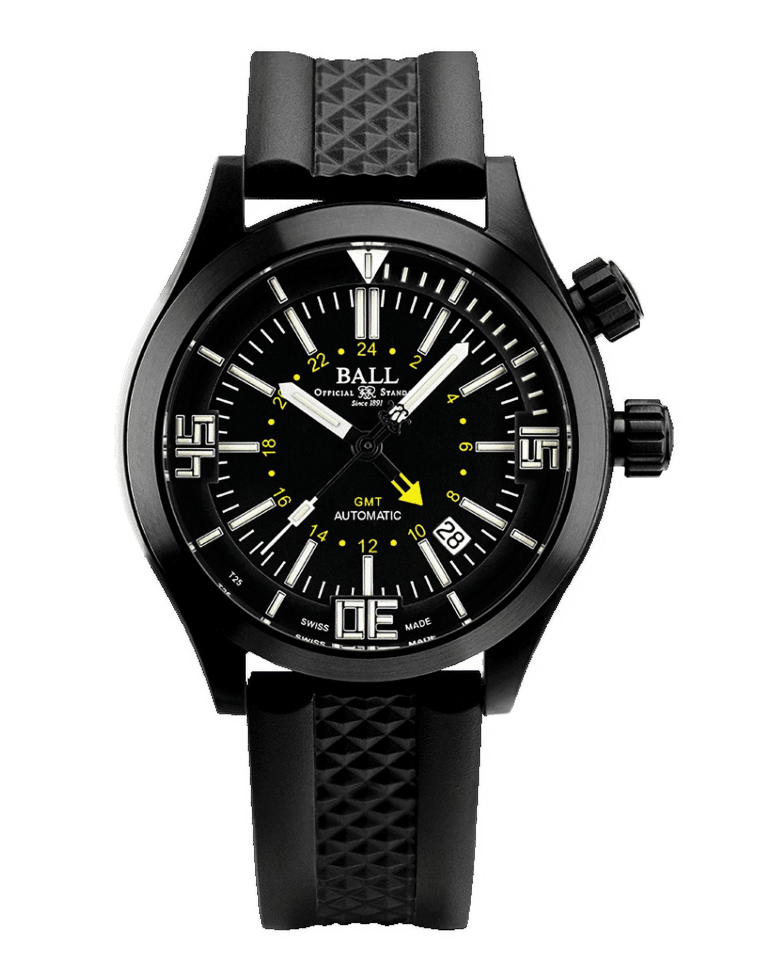 Ball Engineer Master II Diver GMT Black Dial Rubber Strap Men's Watch ...