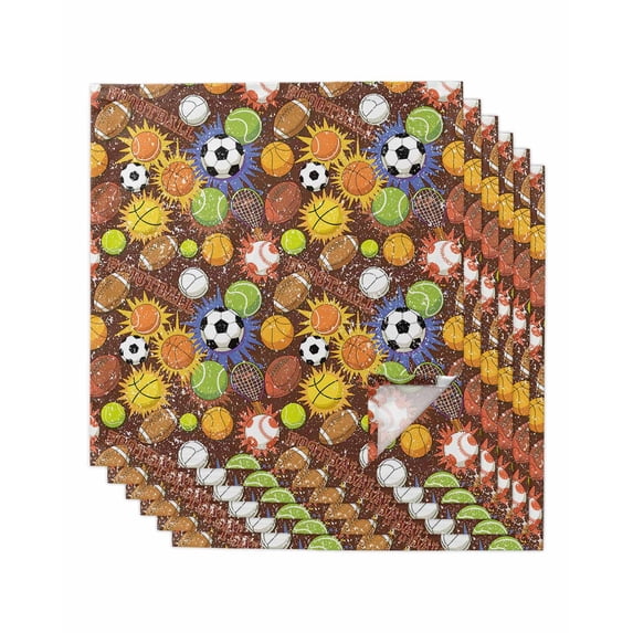 Ball Games Cloth Napkins Set of 6 Reusable Dinner Napkins, Colored ...
