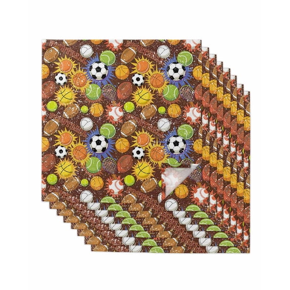 Ball Games Cloth Napkins Set of 8 Reusable Dinner Napkins, Colored ...