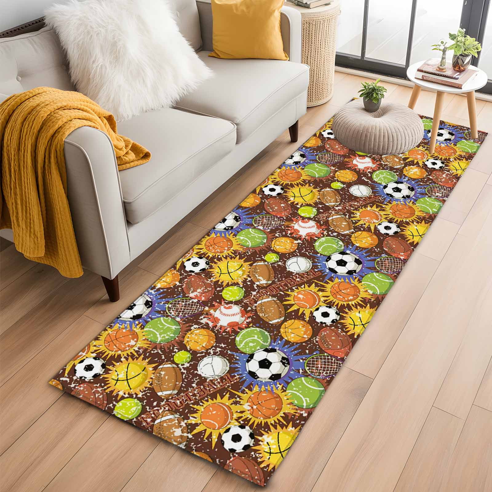 Ball Games Kitchen Runner Rug 2x6 Washable Runners for Hallway Non Slip ...