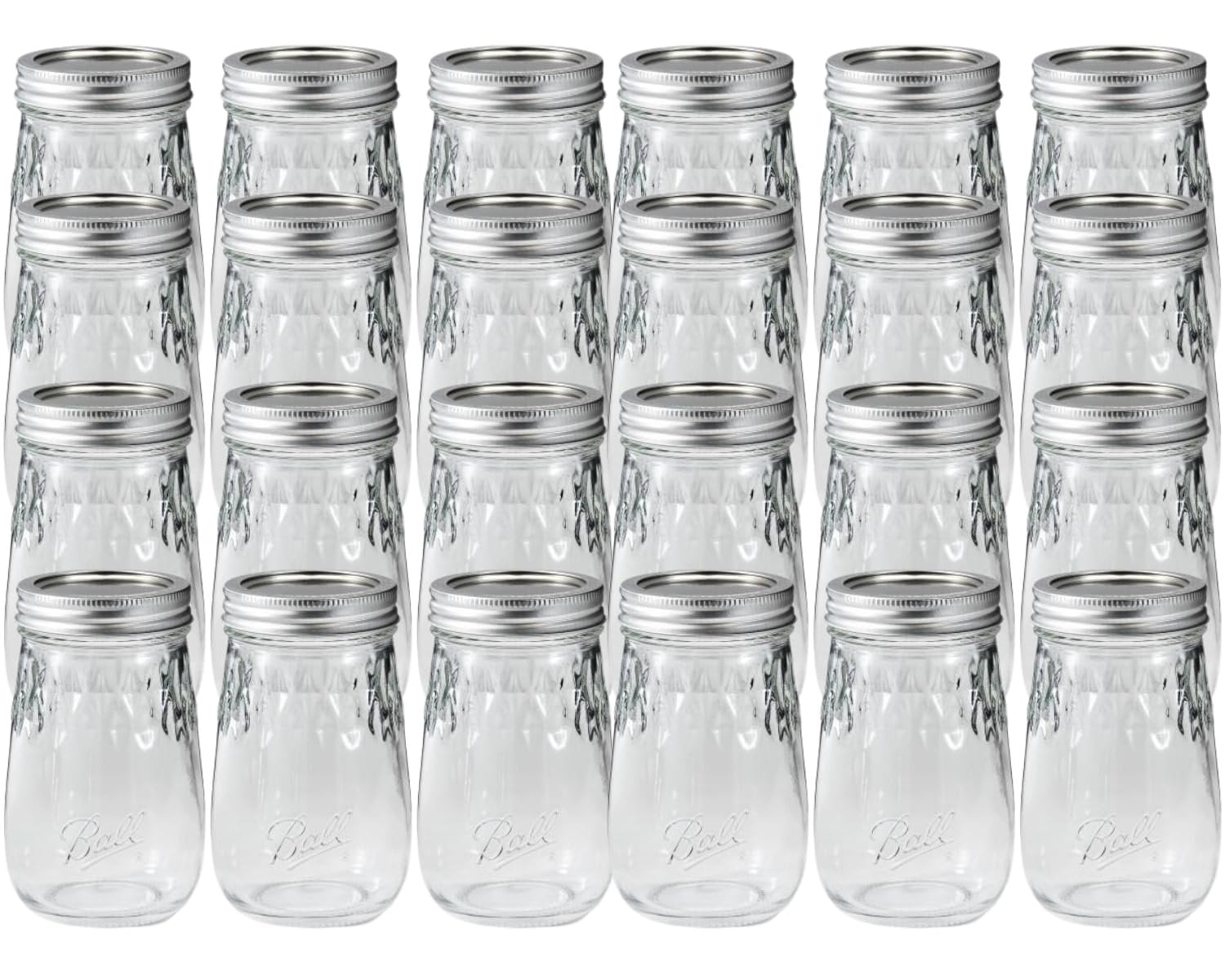 24-pack Ball Glass Flute Mason Jar, Regular Mouth - Clear Glass - 24 ...