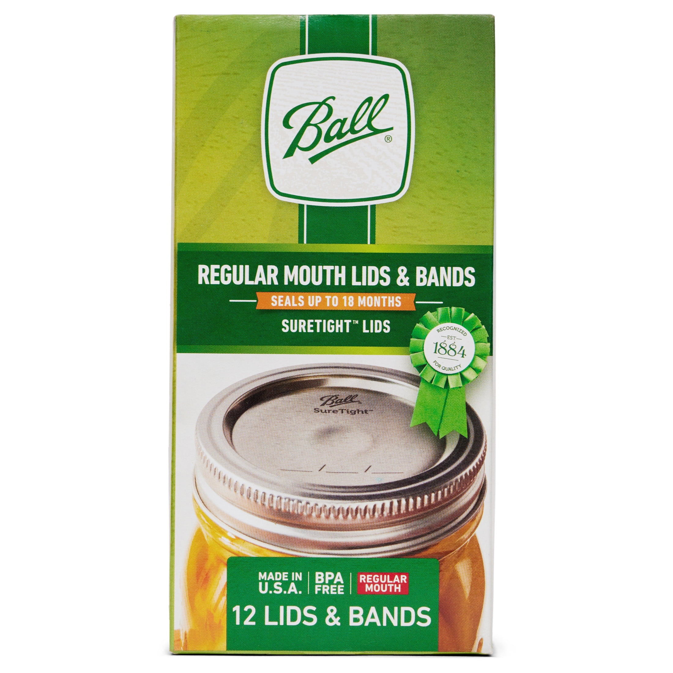 Ball Regular Mouth Mason Jar Lids and Bands, Tight Seal, Pack of 12 ...