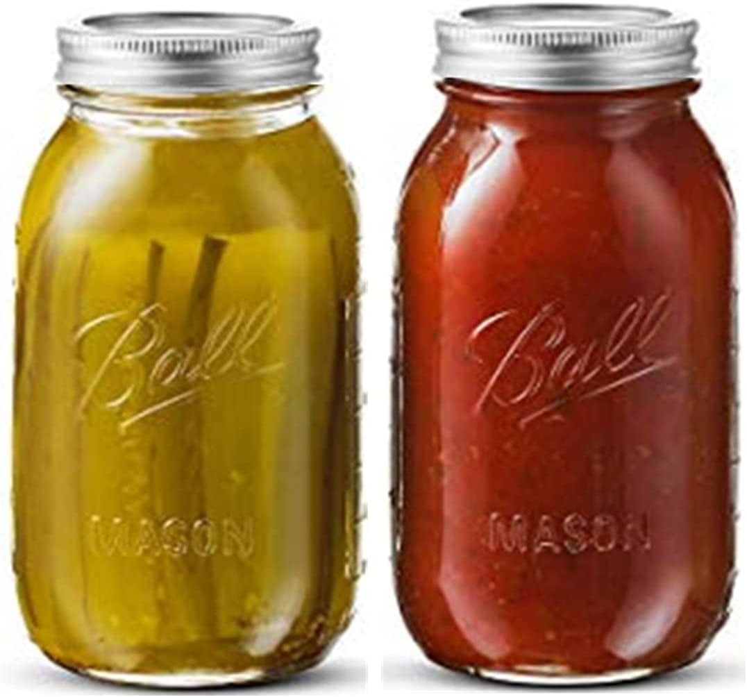 Ball Glass Mason Jar with Lid & Band, Wide Mouth, 32 Ounces, 4 Count ...