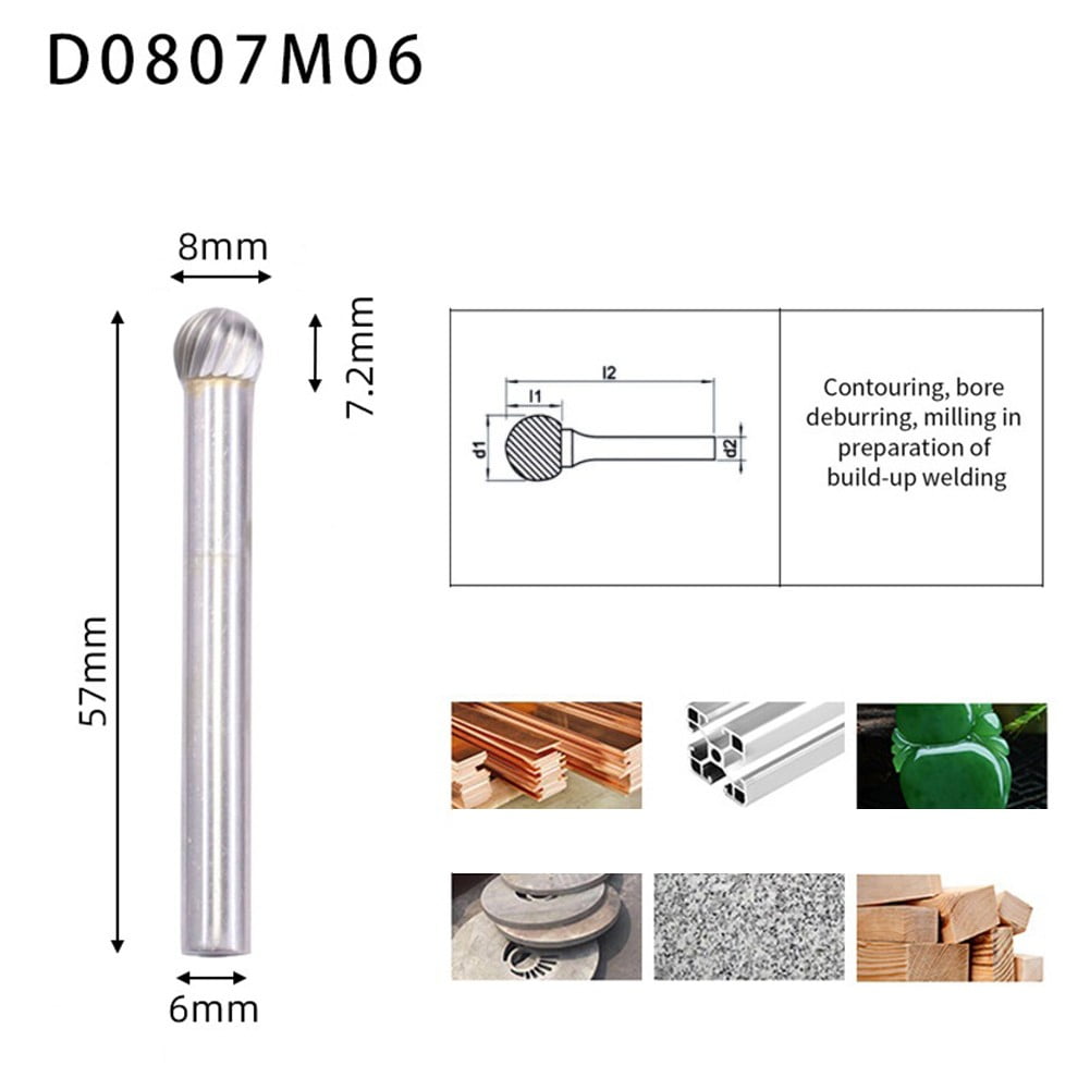 Ball Head Die Grinder Bit Milling Carving Tool Tungsten Rotary File ...