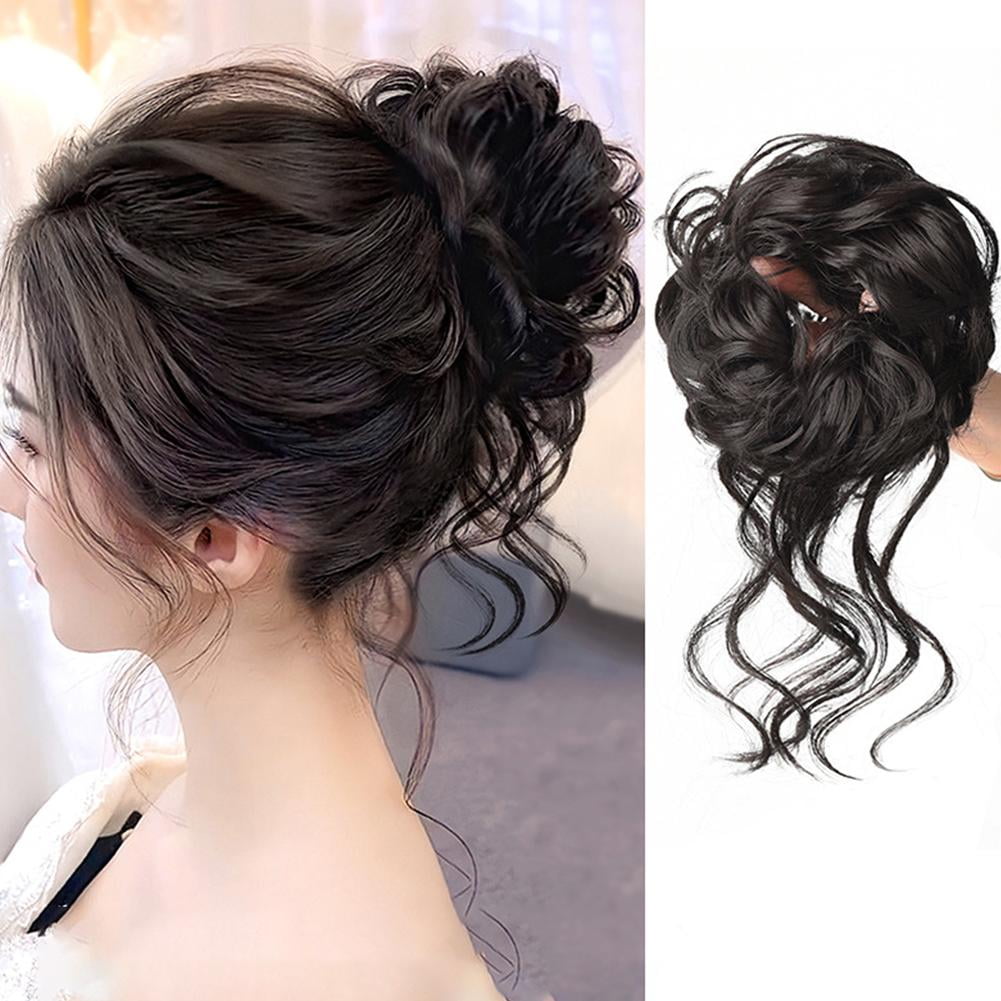 Ball Head Fake Scrunchie Wig Hair Loop lady Updo Headwear Simulate Hair ...