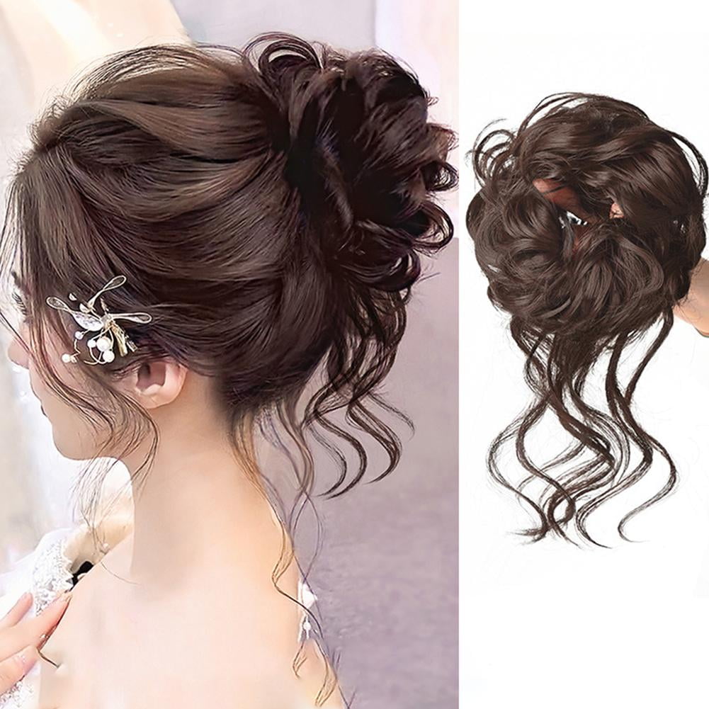 Ball Head Fake Scrunchie Wig Hair Loop lady Updo Headwear Simulate Hair ...