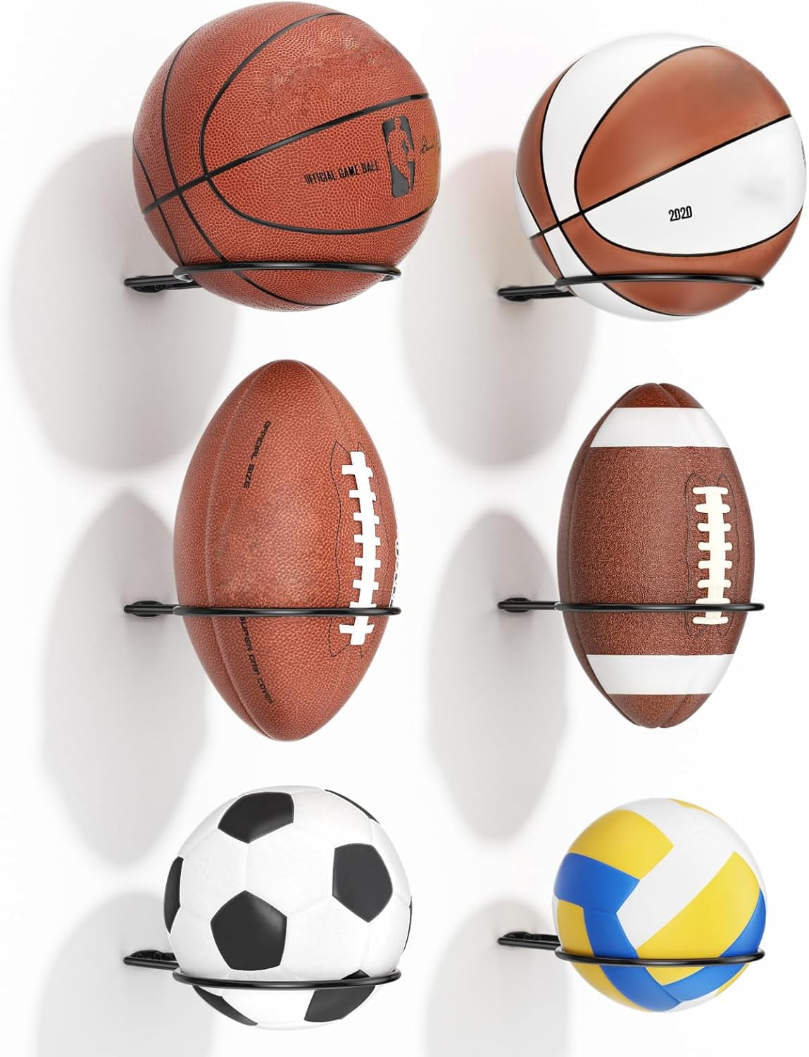 Ball Holder Wall Mount Set –Sports Ball Racks for Basketball, Soccer ...
