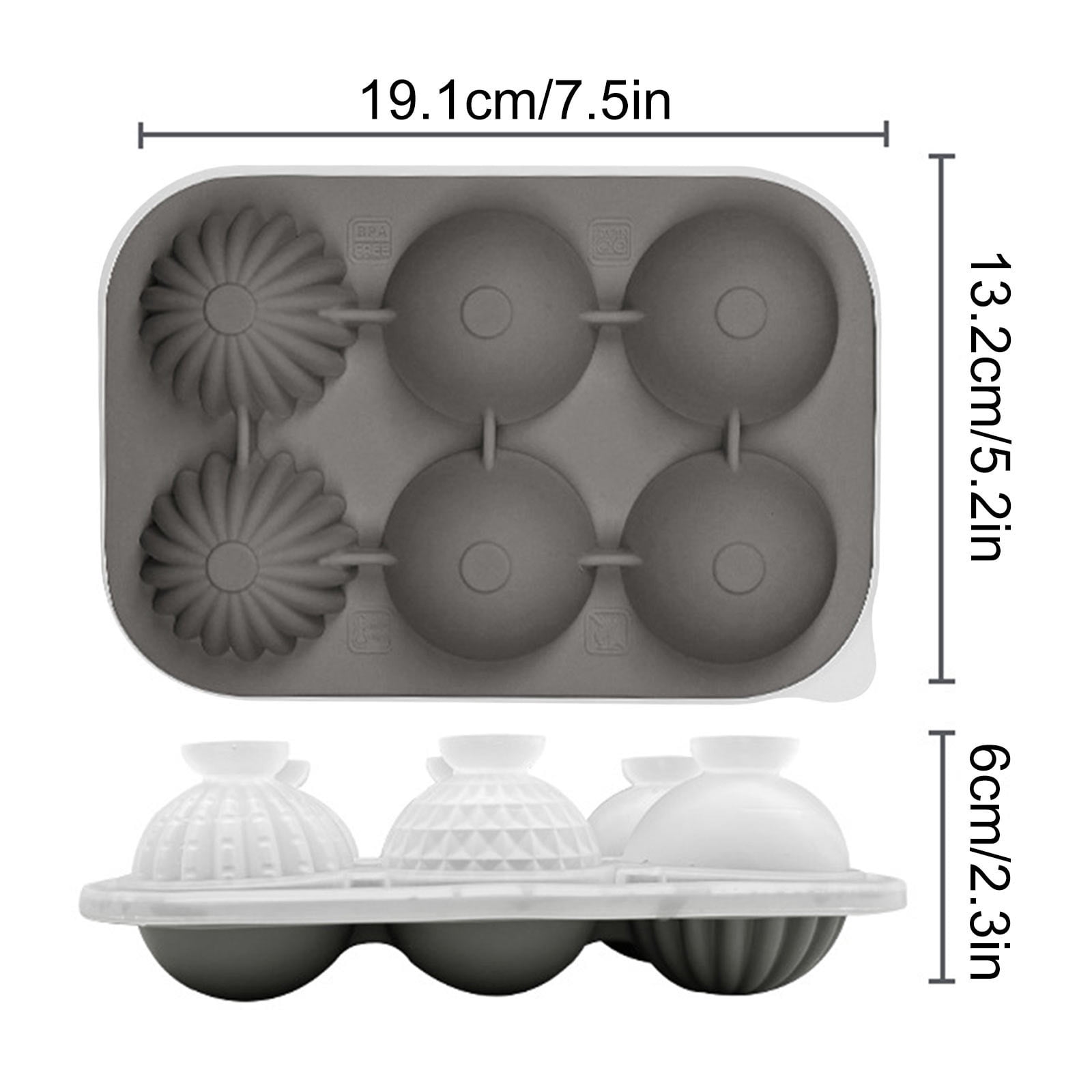 Ball Ice Cube Mold, 6 Cavity Round Silicone Sphere Molds, for Game Day ...