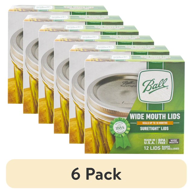 (6 pack) Ball Jars Wide Mouth Lids, 12 Count, ( Bands Not Included ...