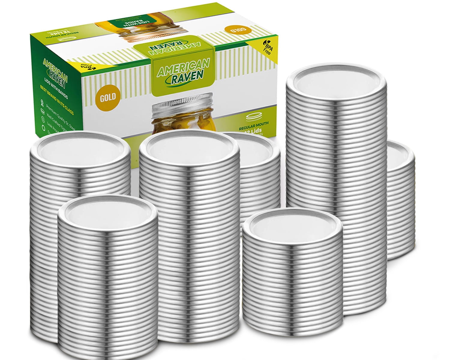 American Raven Silver Canning Lids and Rings (100 Pcs) - Fits Ball or ...