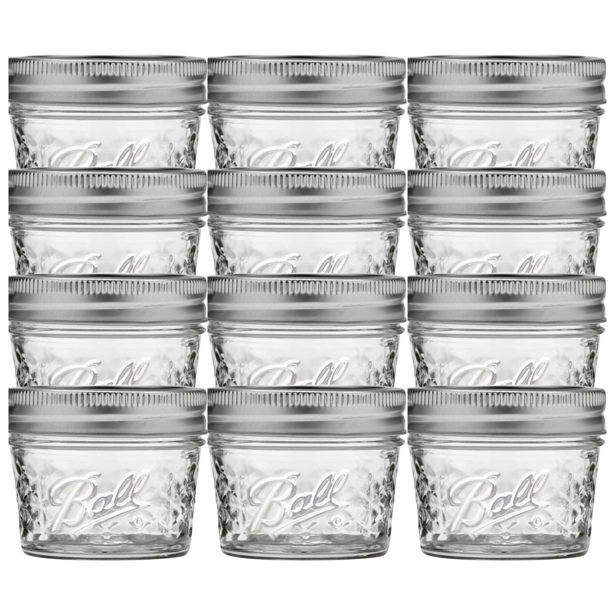 Ball Mason 4oz Quilted Jelly Jars with Lids and Bands, Set of 12 ...