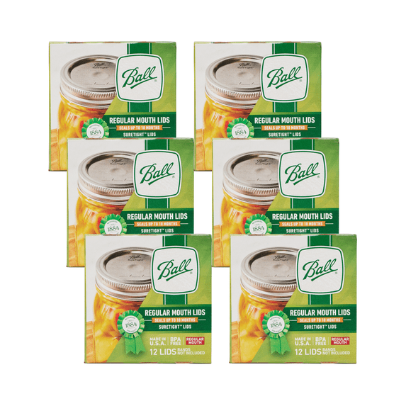 Ball Mason Jar Lids, Regular Mouth, 12 Pack, Airtight Metal Seals for ...