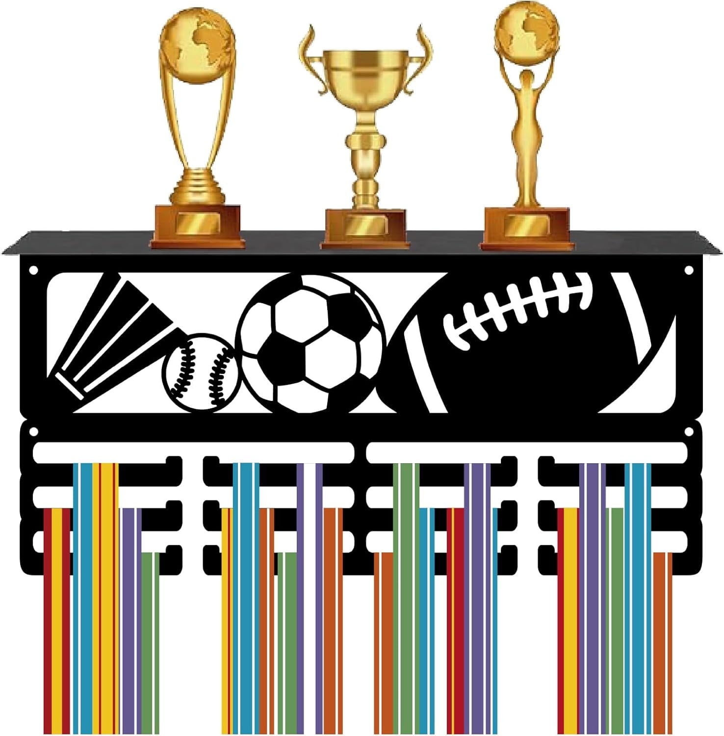 Ball Medal Holder Display Football Medal Hanger with Trophy Shelf Rugby ...