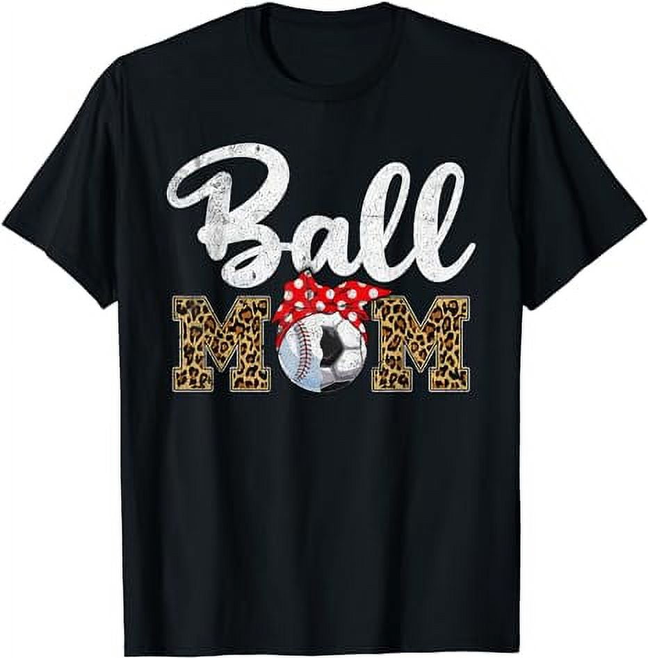 Ball Mom Funny Leopard Print Baseball Football Mom T-Shirt - Walmart.com