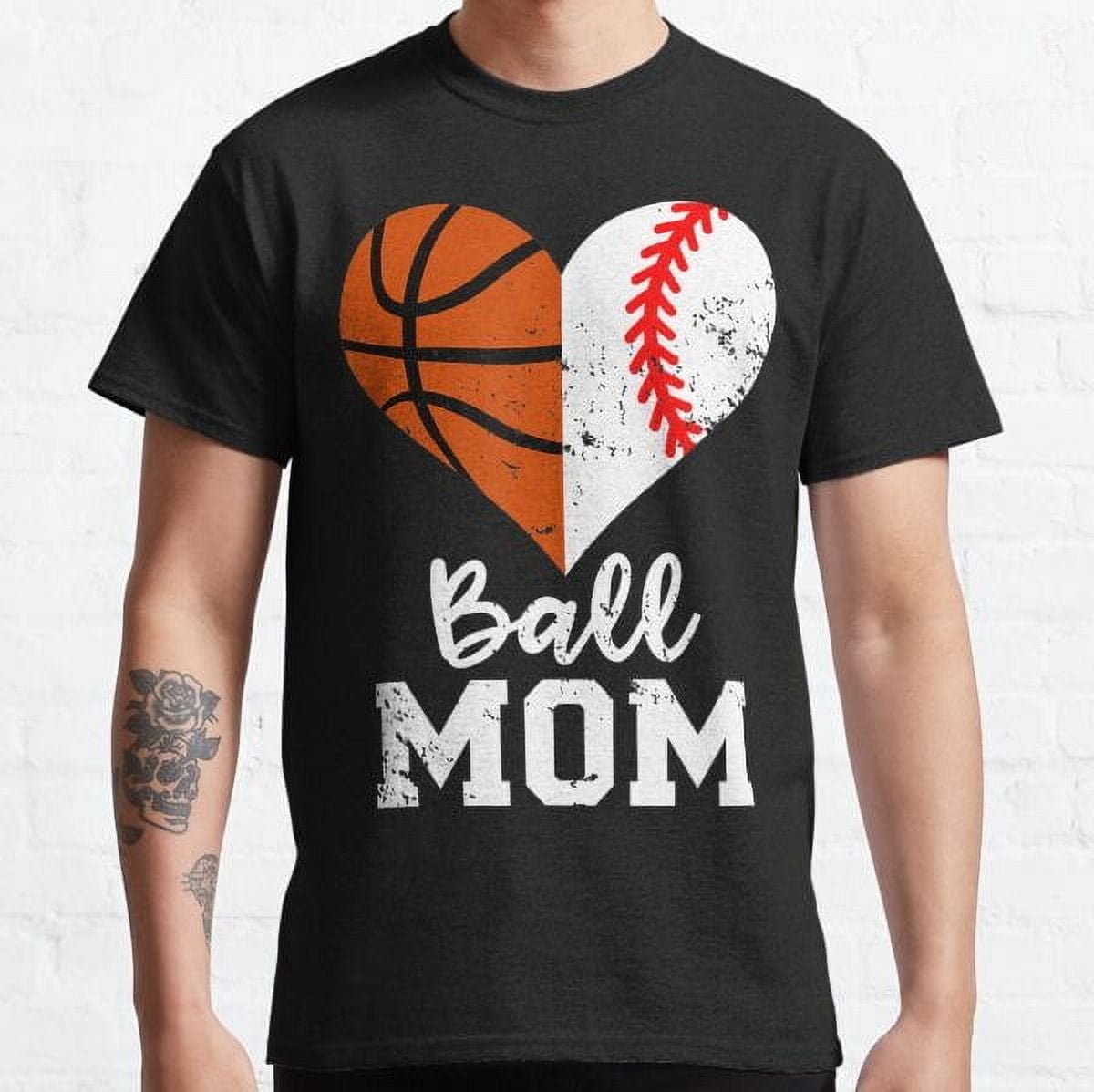 Ball Mom Heart Baseball Basketball Mom Classic T-shirt - Walmart.com