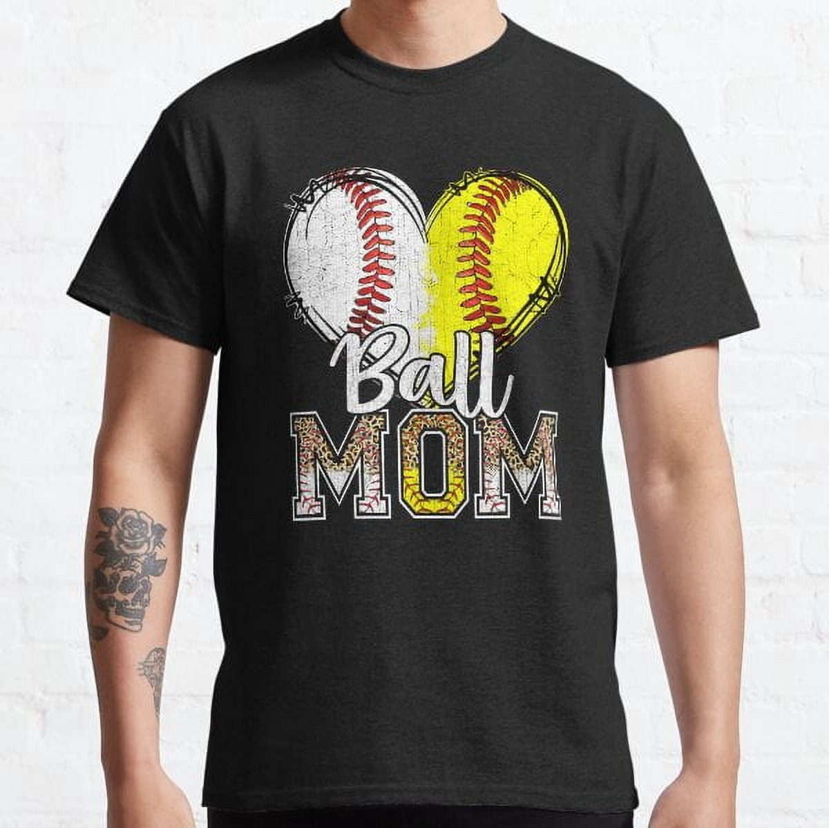 Ball Mom Heart Baseball Softball Mama Women Classic T-shirt - Walmart.com