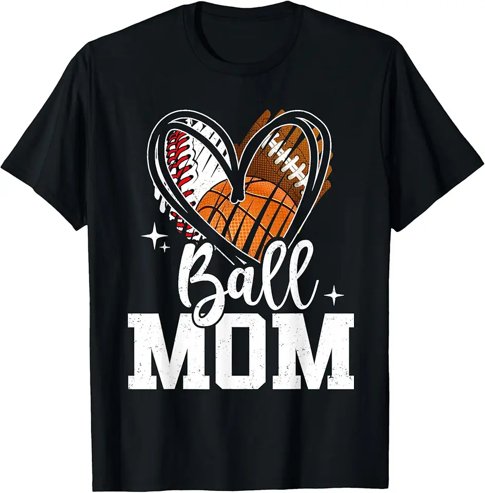 Ball Mom Heart Graphic Baseball Football Basketball Women's Short ...