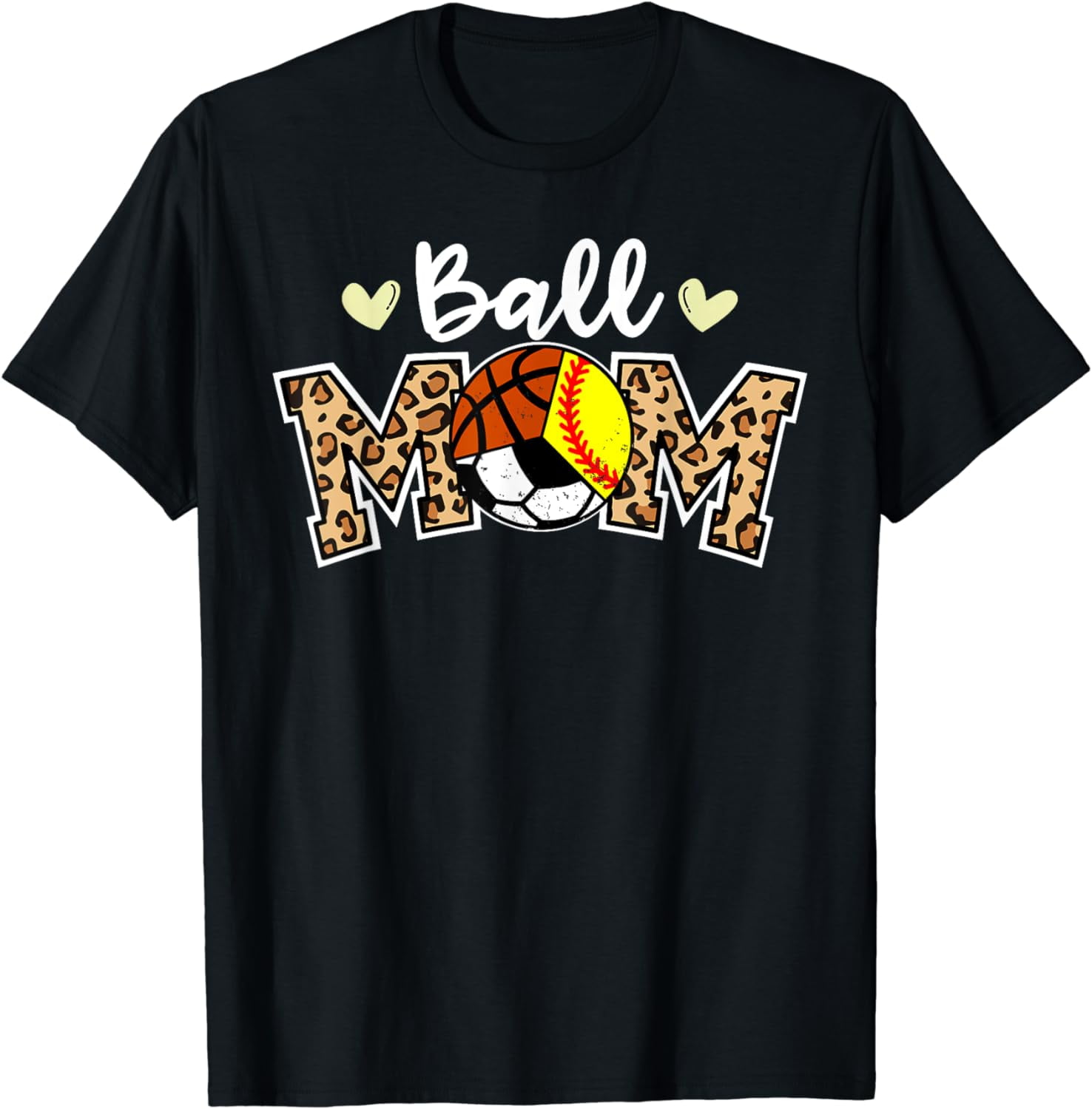 Ball Mom Leopard Softball Soccer Basketball Player Mom T-Shirt ...