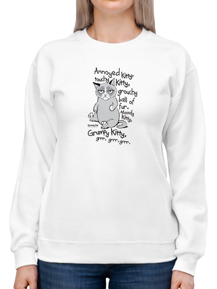 Ball Of Fur Grumpy Cat Sweatshirt Women -T-Line Designs, Female 4X ...