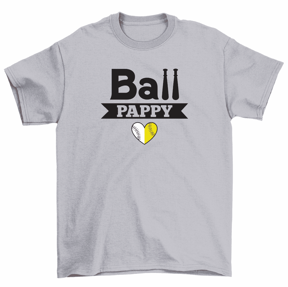Ball Pappy Baseball Heart Dad Papa T-Shirt Men - Walmart.com