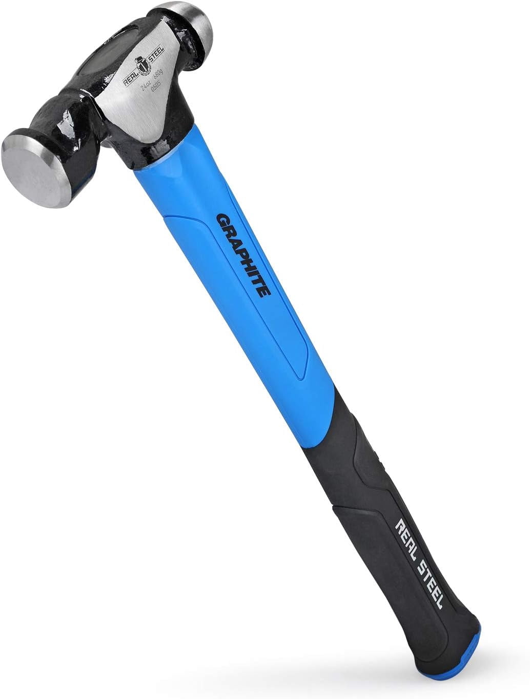 Ball Peen Hammer 24 oz, Metalworking Tool Forged Steel Head Ball Pein ...