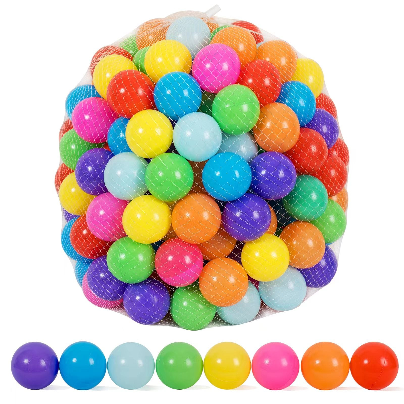 Ball Pit Balls 100 Count, 8 Colors Plastic Balls for Ball Pit Play ...