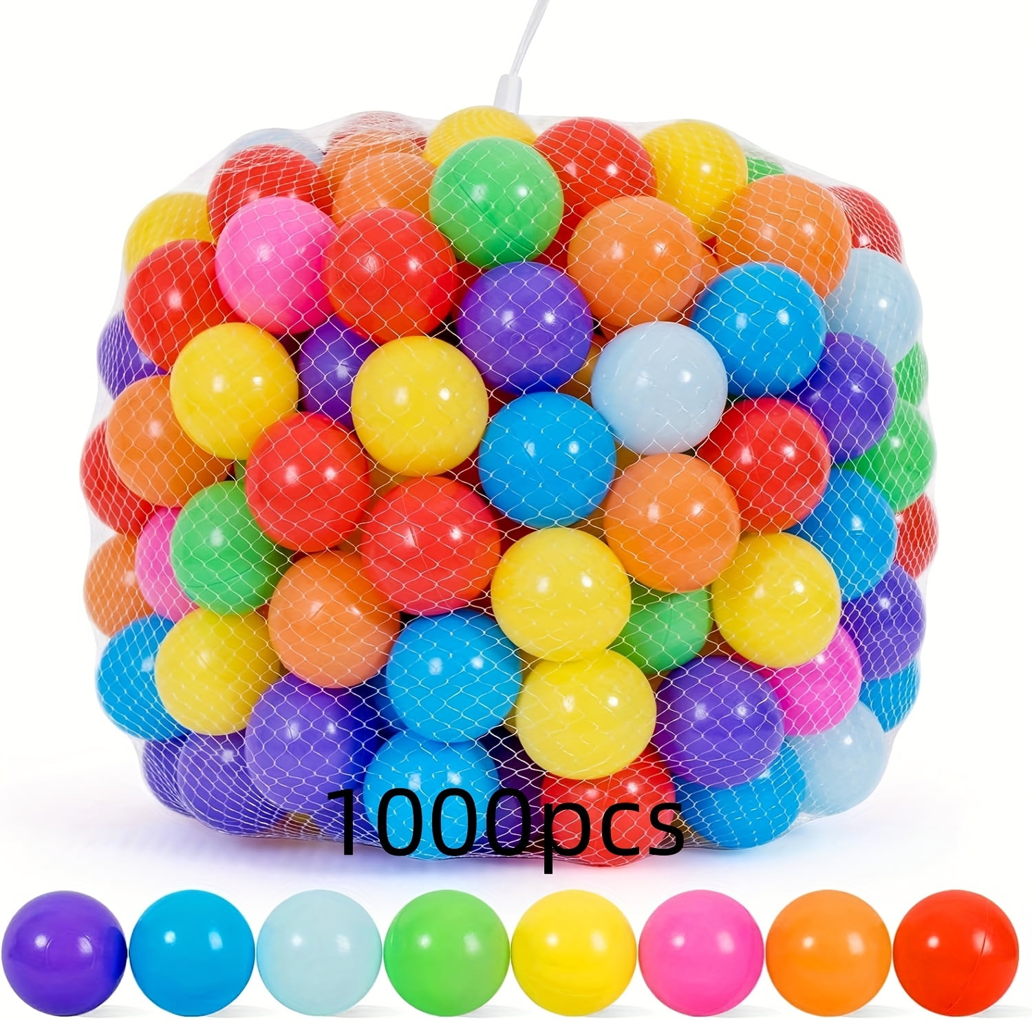 Ball Pit Balls 1000 Count, 8 Colors Plastic Balls for Ball Pit Play ...