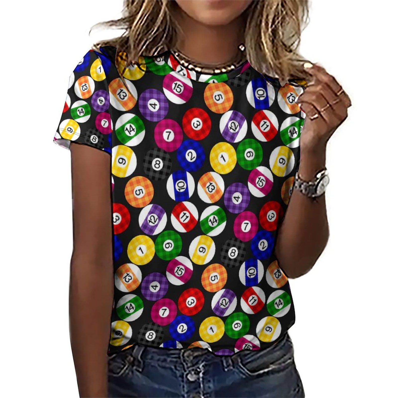 Ball Print T-Shirts Colorful Pickleball Casual Oversized T-Shirt Short ...