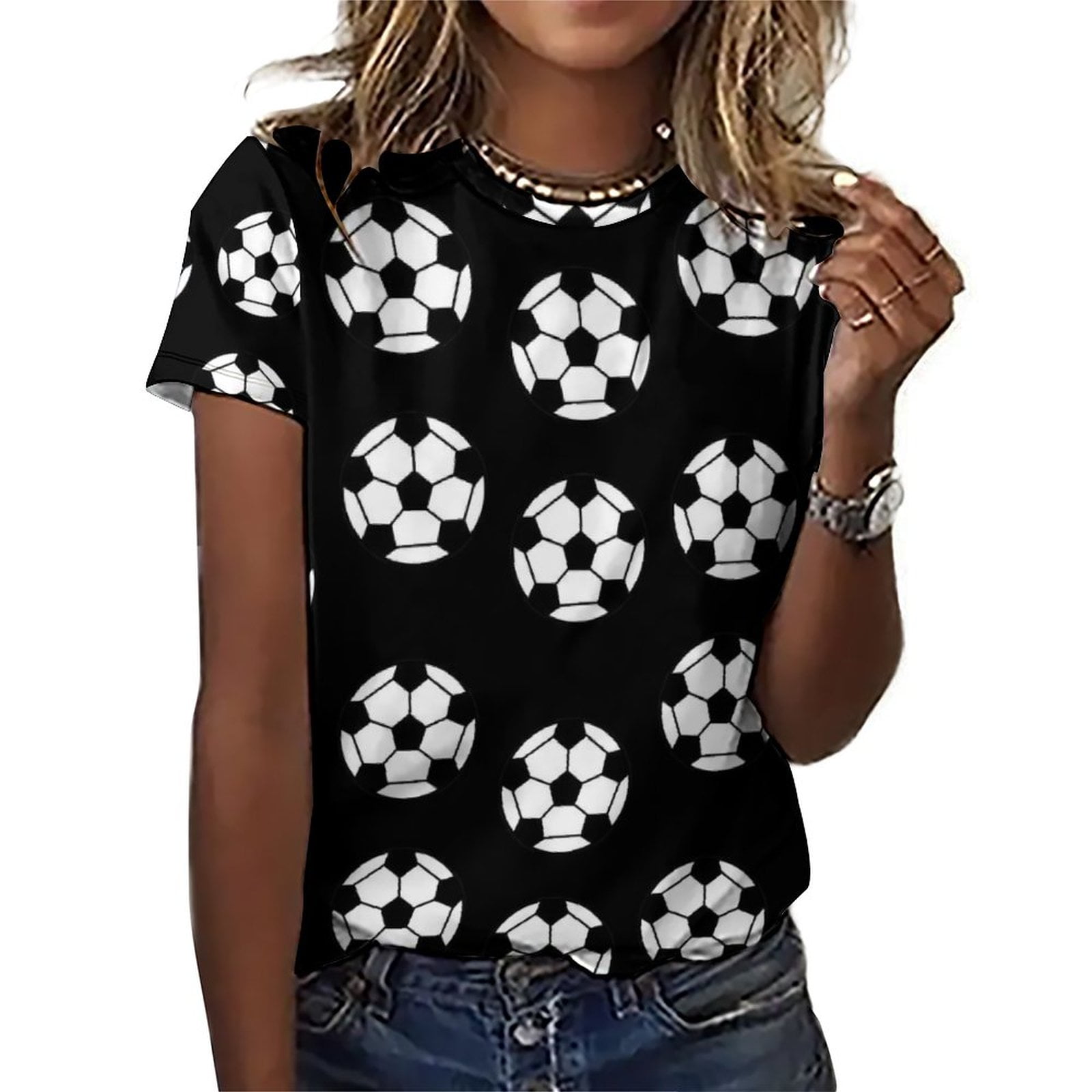 Ball Print T-Shirts Colorful Pickleball Casual Oversized T-Shirt Short ...