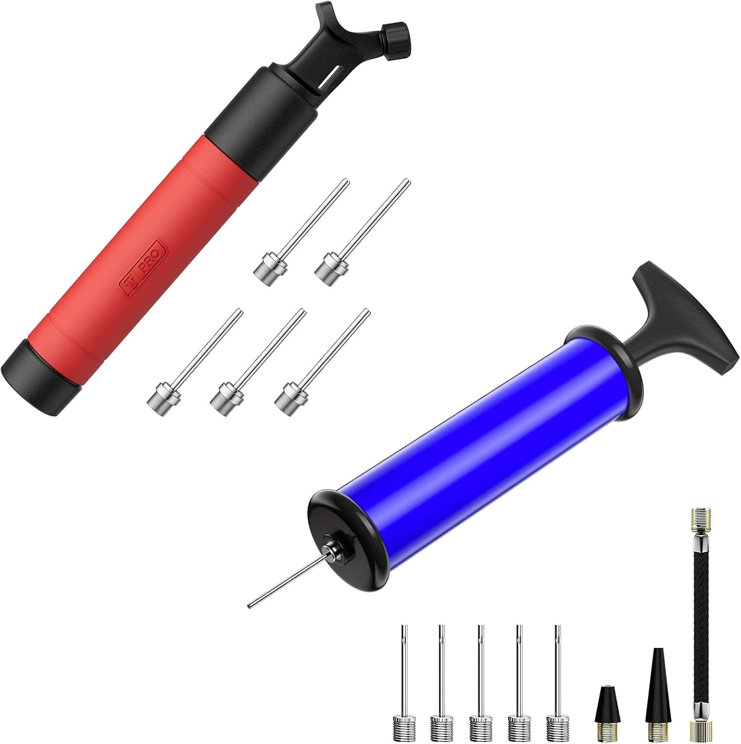 Ball Pump, 2 PCS Sports Ball Pump with 5 Needles, Nozzle, Extension ...