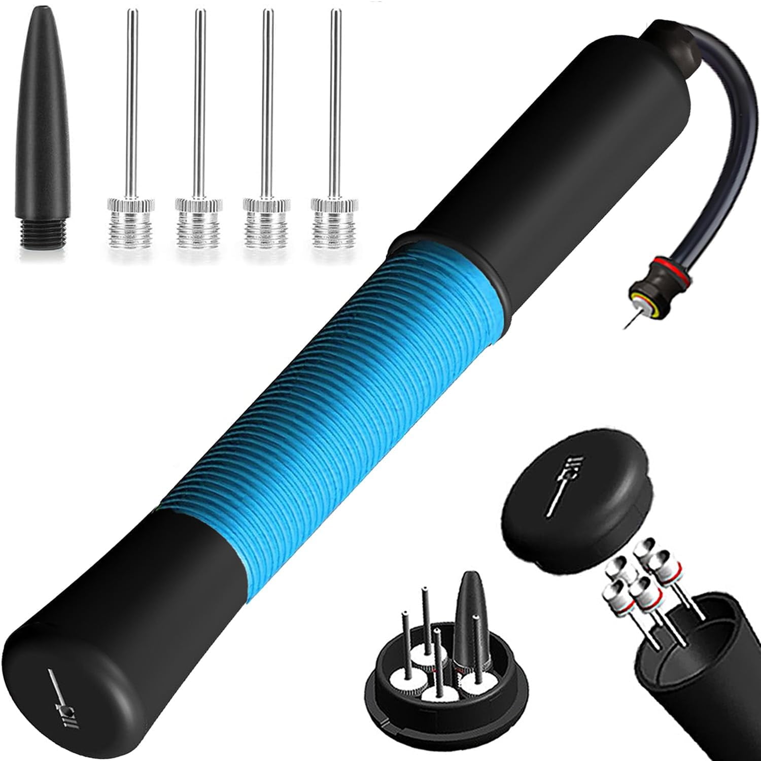 Ball Pump with Needle Storage(Never Lose Pin) Basketball Pump with 5 ...