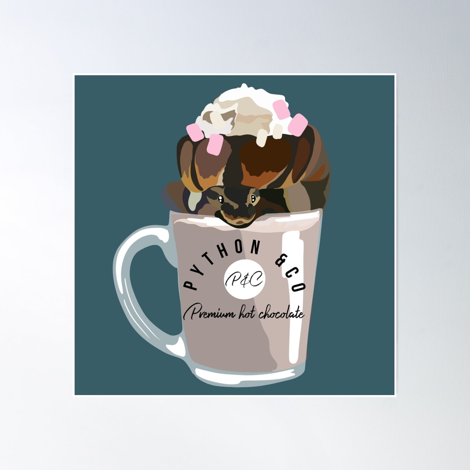 Ball Python Hot Chocolate Poster Wall Art, Modern Wall Decor, 8x12 UNFRAMED - Walmart.com