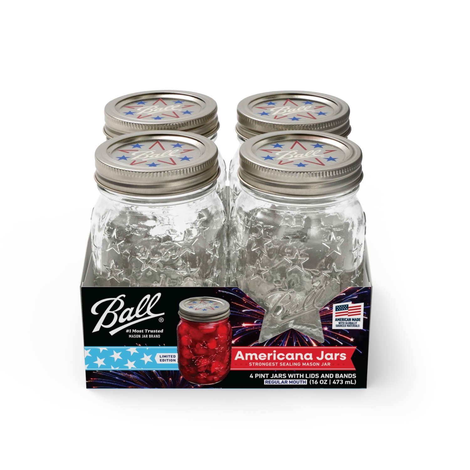 Limited Edition Ball Americana Pint Mason Jar, 16 oz. Regular Mouth ...