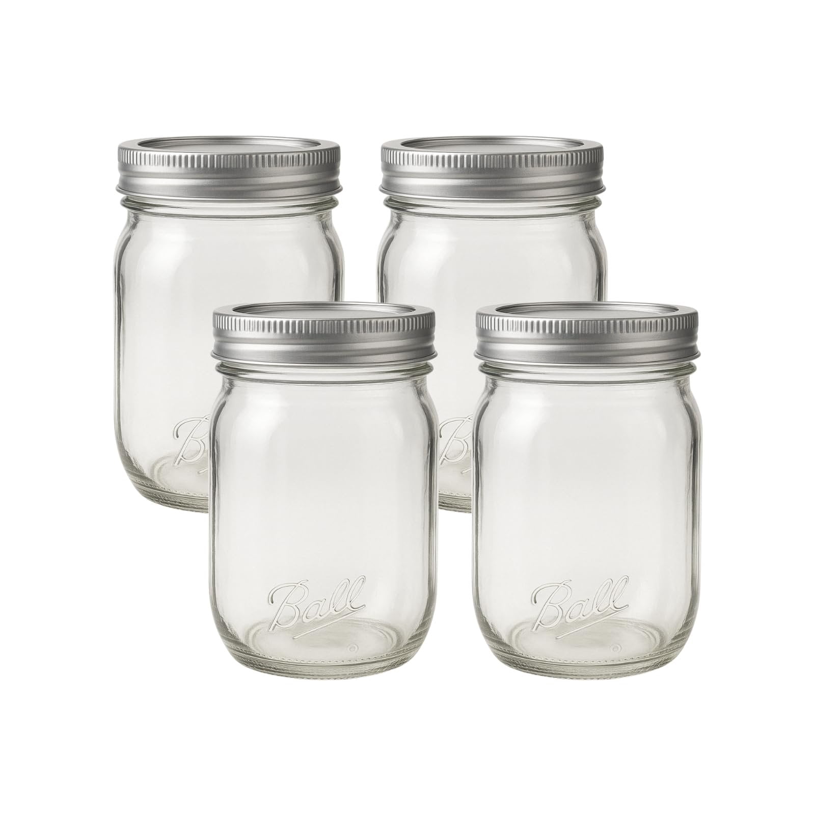 Ball Regular Mouth Easy Label Glass Mason Jars with Lids and Bands ...