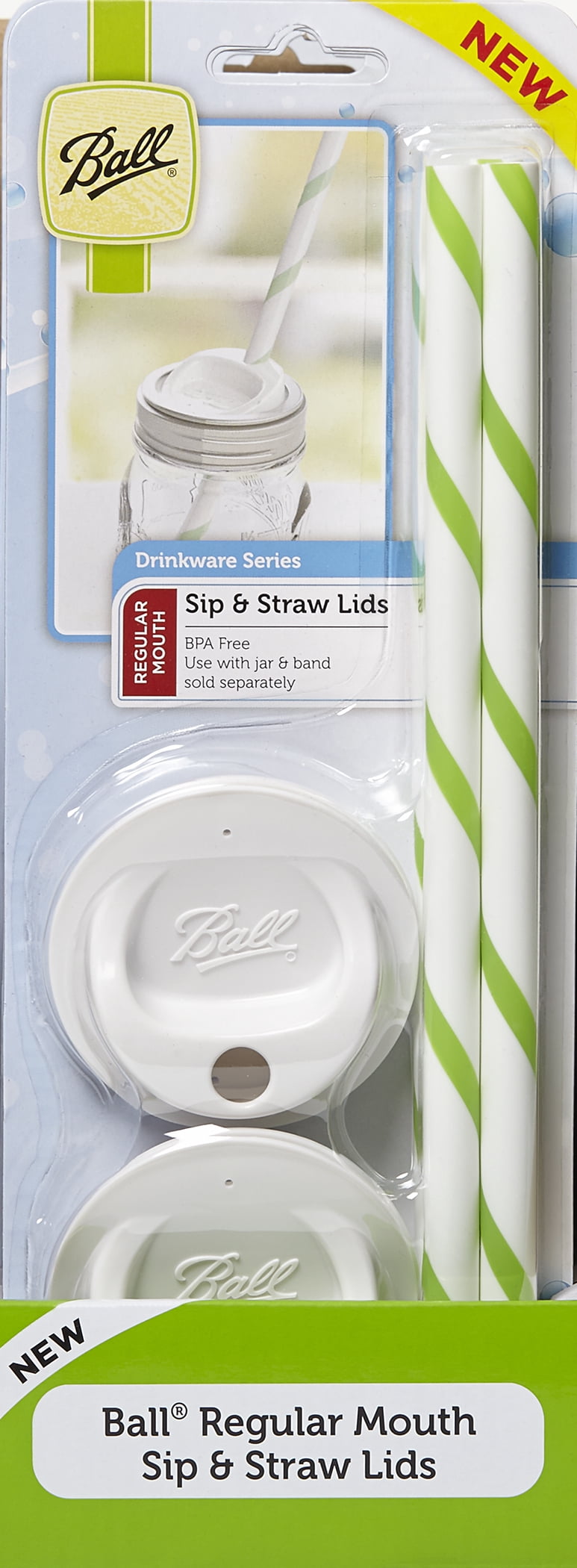 Ball Regular Mouth Sip & Straw Lids, 4 Count - Walmart Business Supplies