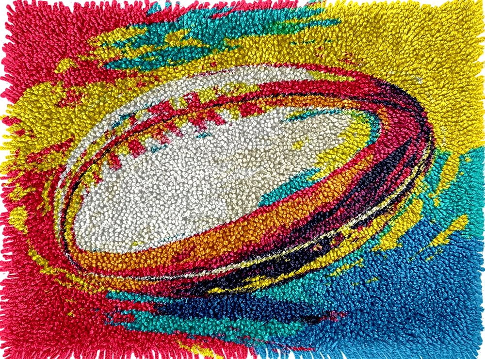 Ball Rugby Colorful Latch Hook Rug kits Printed Crochet Yarn DIY ...