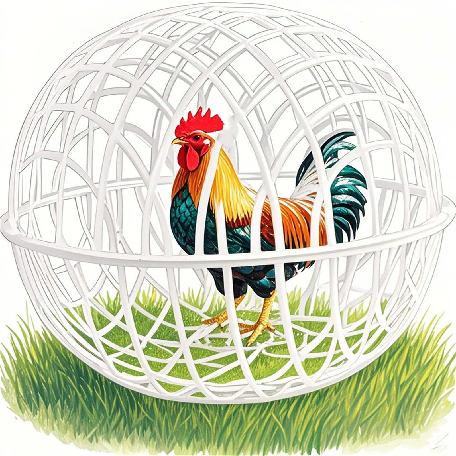 Ball-Shaped Movable Chicken Coop, Outdoor Rollable Round Chicken Cage ...