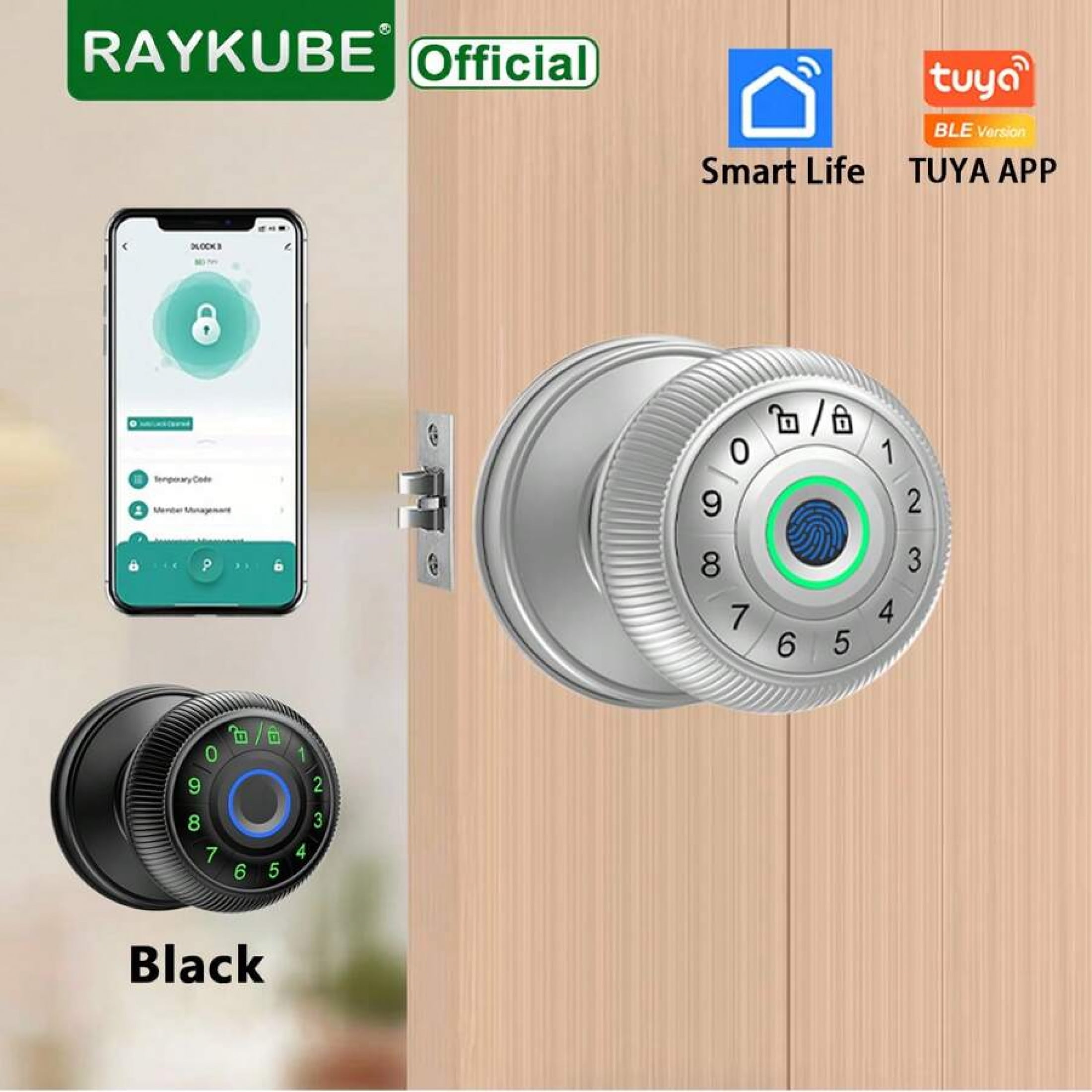 Ball-Shaped Smart Door Lock - Fingerprint Keypad Keyless Entry ...