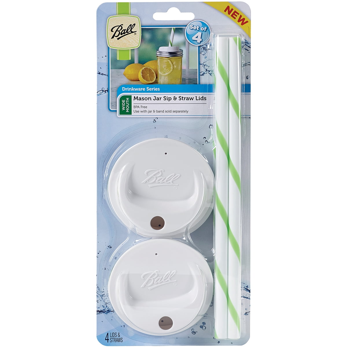 Ball Sip & Straw Lids 4/Pkg-Wide Mouth - Walmart.com