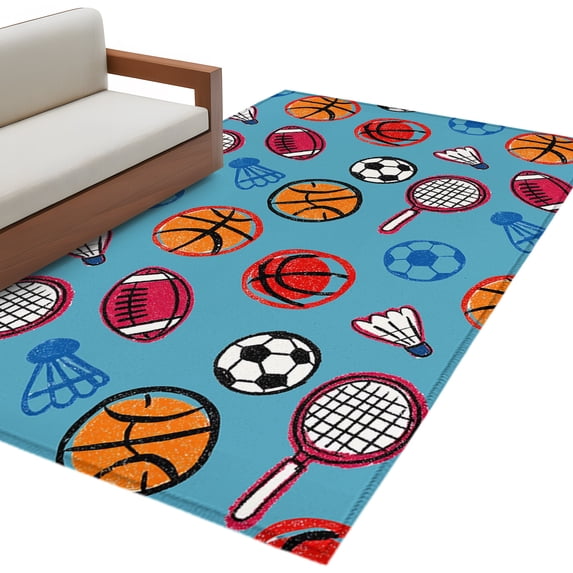 Ball Sport Kitchen Runner Rug 2.7x5 Washable Runners for Hallway Non ...
