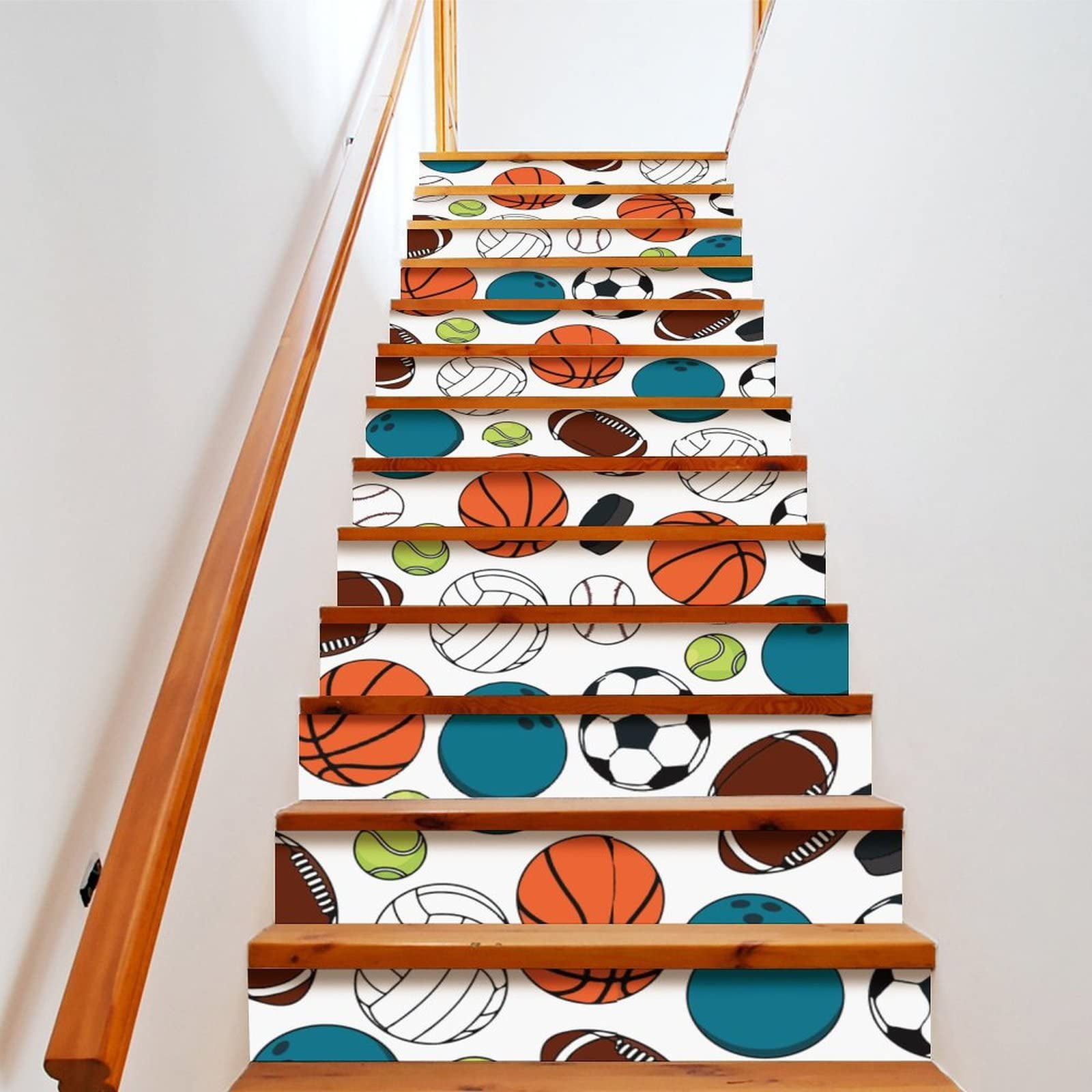 Ball Sport Stair Stickers Color Football Basketball Soccer Staircase ...