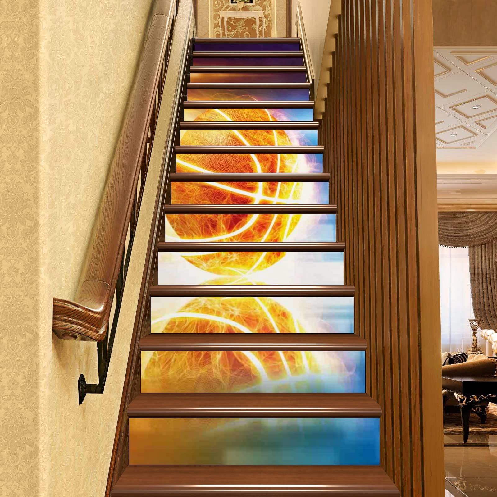 Ball Sport Stair Stickers Color Football Basketball Soccer Staircase ...