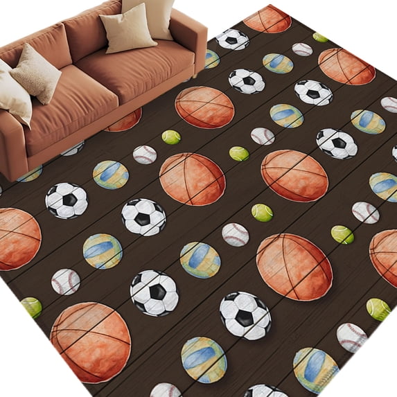 Ball Sports Area Rug 6x9 Washable Rug Non Slip Cartoon Funny Tennis ...