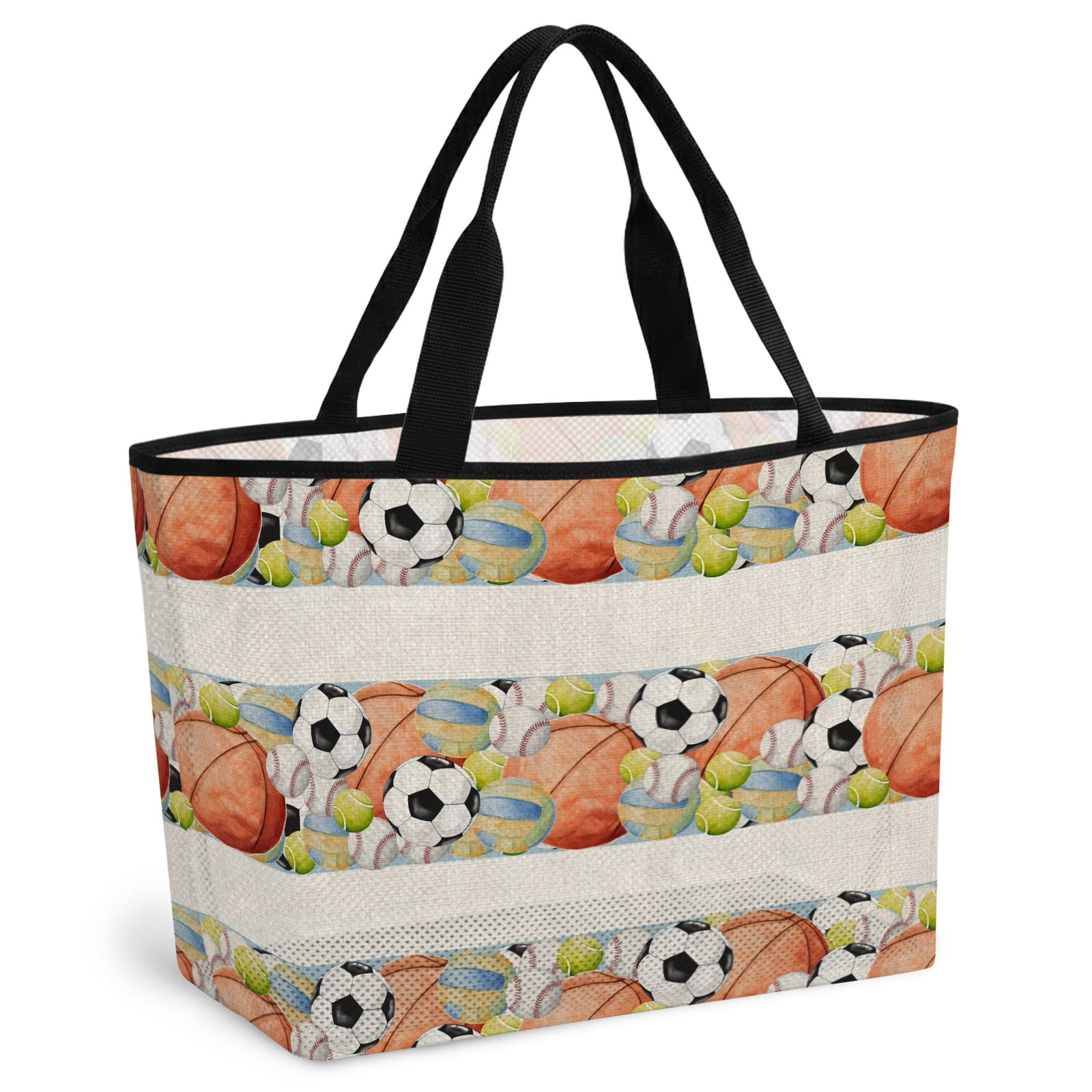 Ball Sports Beach Bag for Women, Large Breathable Mesh Beach Tote Bag ...