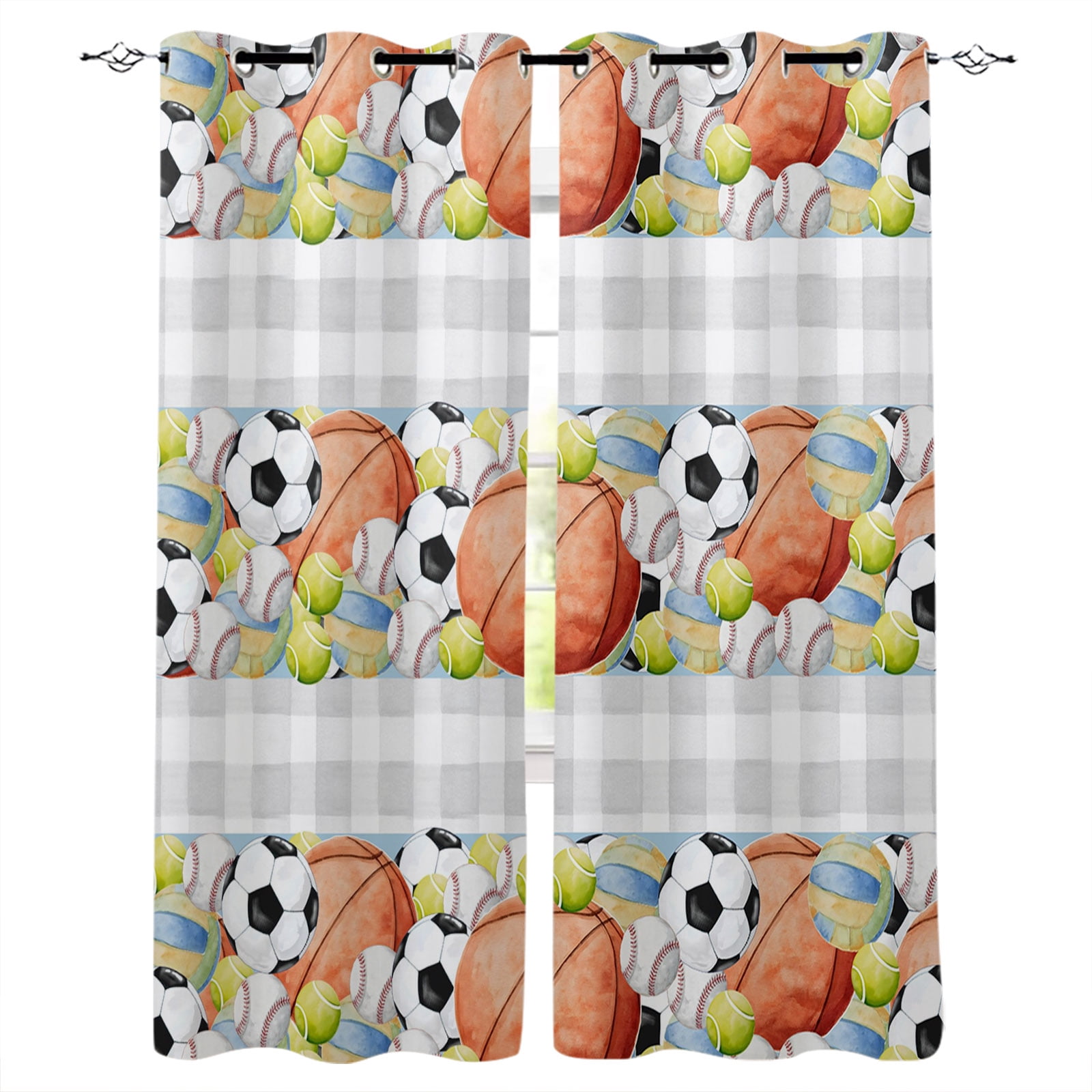 Ball Sports Blackout Curtains for Bedroom/Living Room, Thermal ...