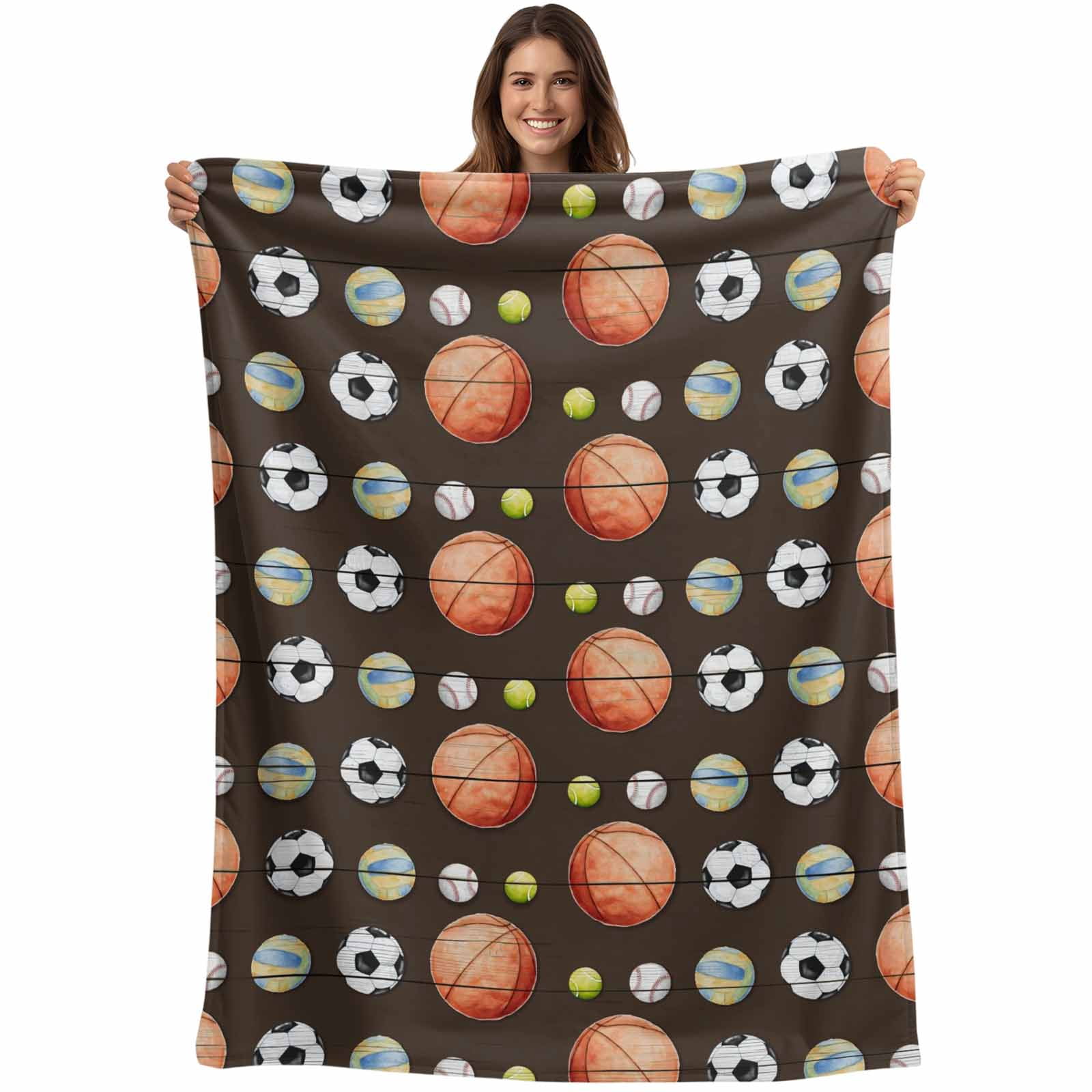 Ball Sports Blanket Soft Cozy Warm Throw Blanket for Couch, Plush Fuzzy ...